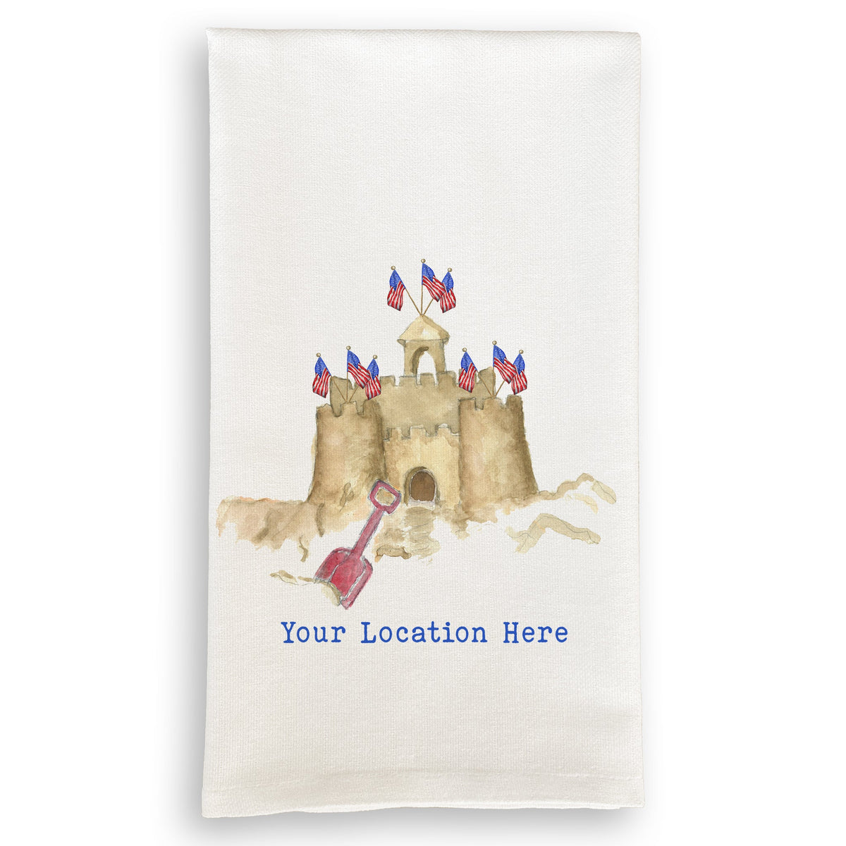 Sand Castle with Flags and Location – French Graffiti