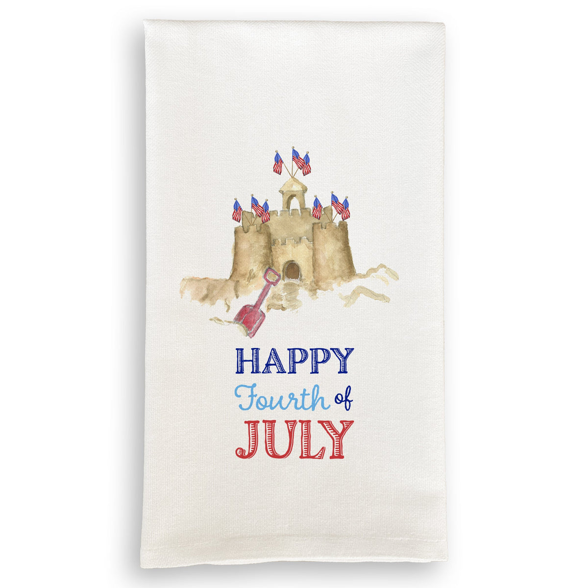 Sand Castle with Flags and Happy Fourth of July – French Graffiti