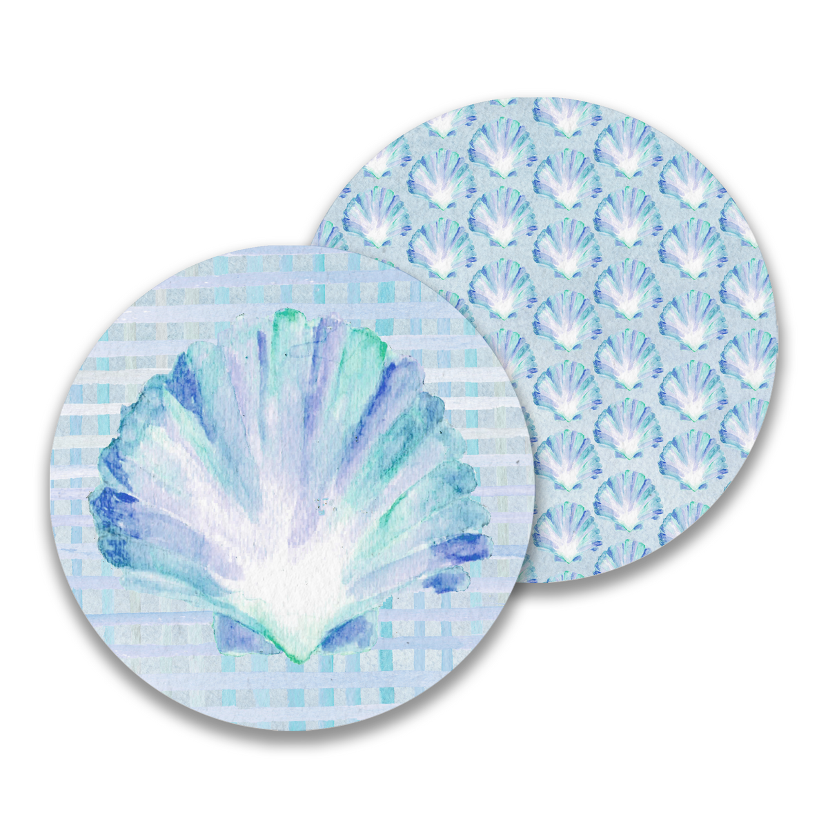 Blue Scallop Shell Paper Drink Coaster – French Graffiti
