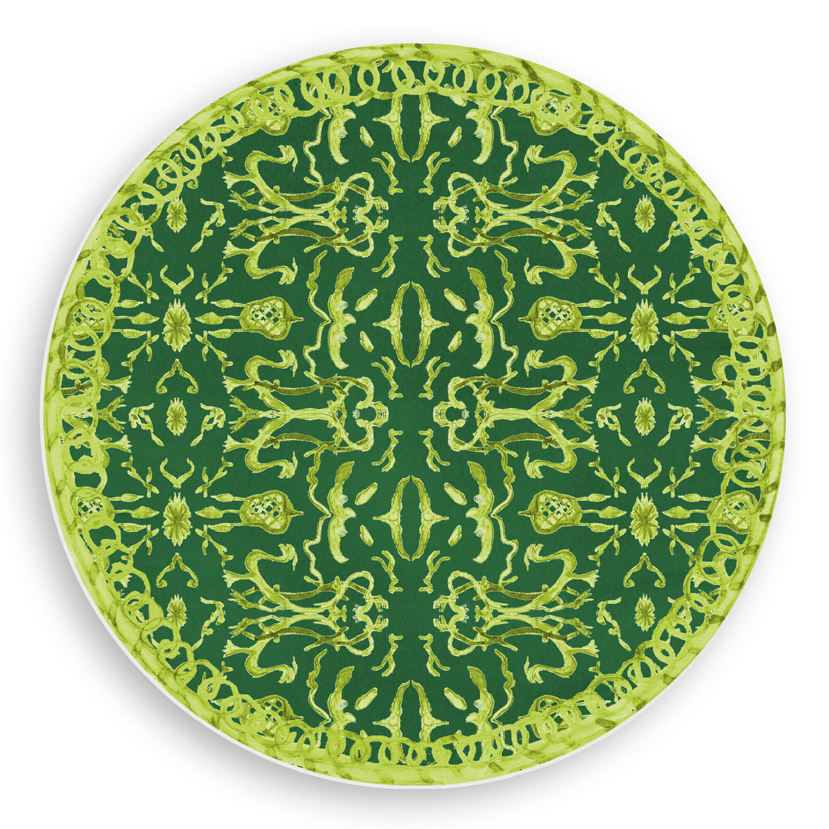 Chartreuse & Evergreen Chinoiserie Vinyl Placemat – French Graffiti