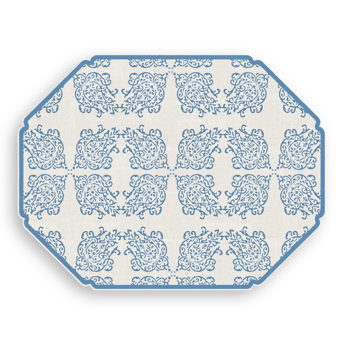 Denim Blue Block Print Vinyl Placemat – French Graffiti