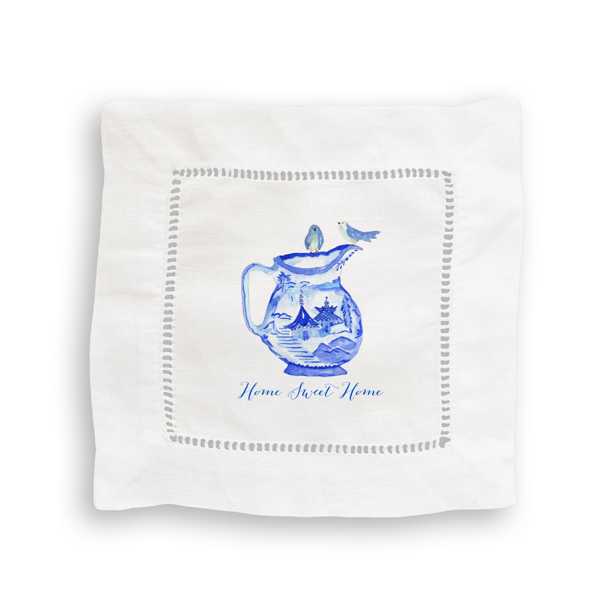 Blue & White Pitcher with Birds – French Graffiti