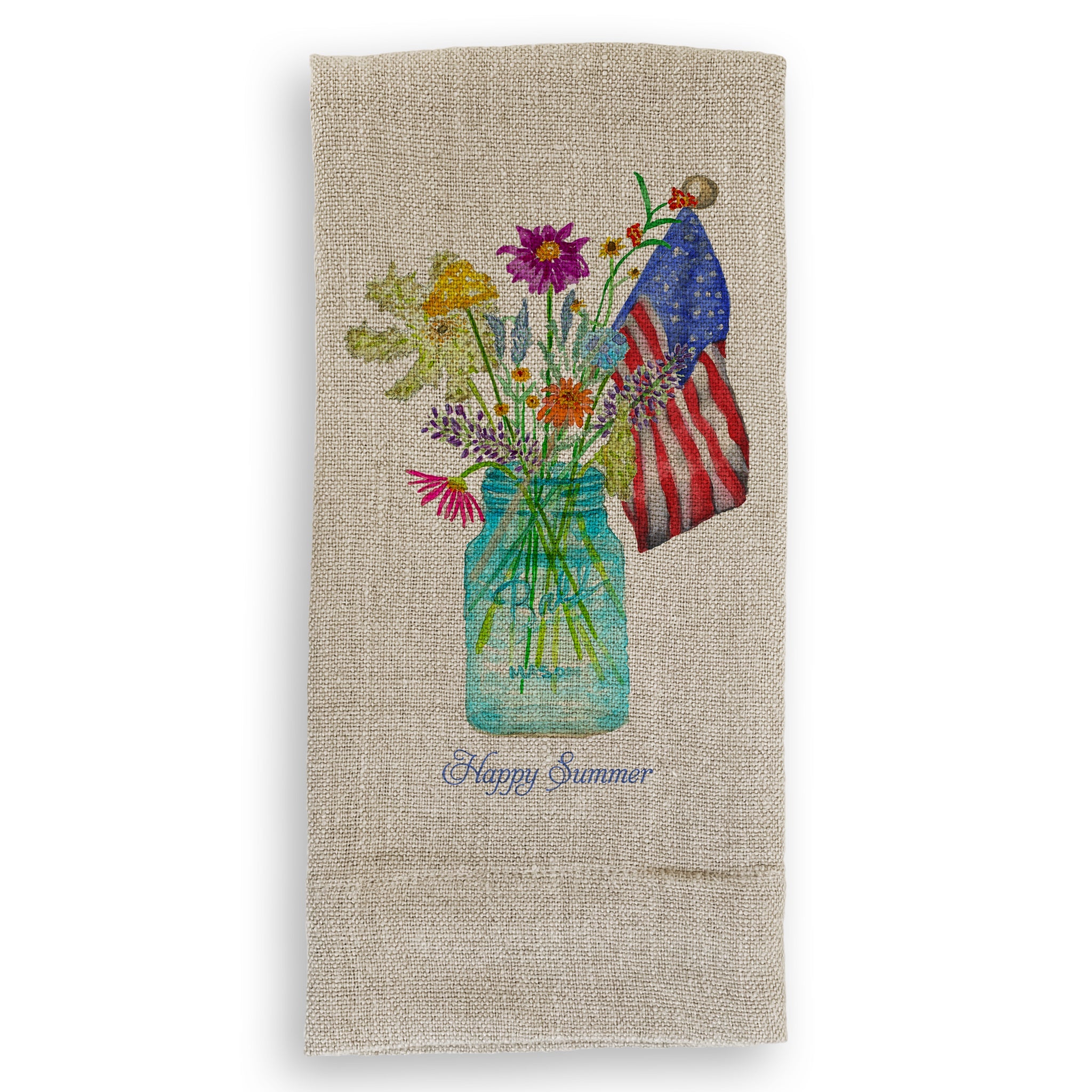 Wildflowers in a Mason Jar with Flag – French Graffiti