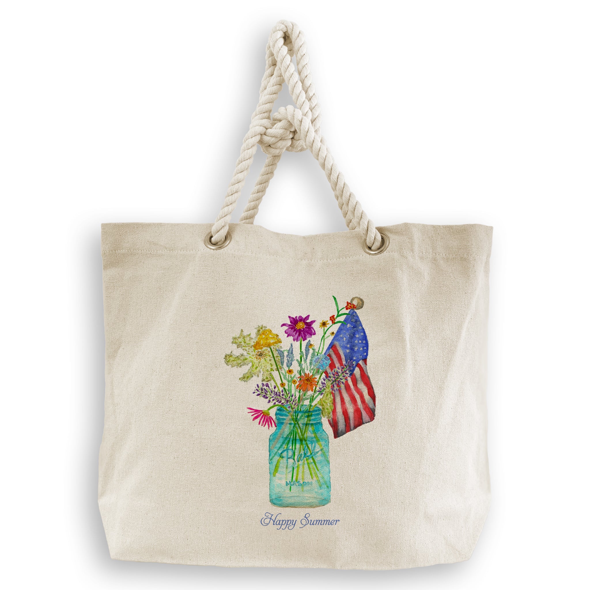 Wildflowers in a Mason Jar with Flag – French Graffiti