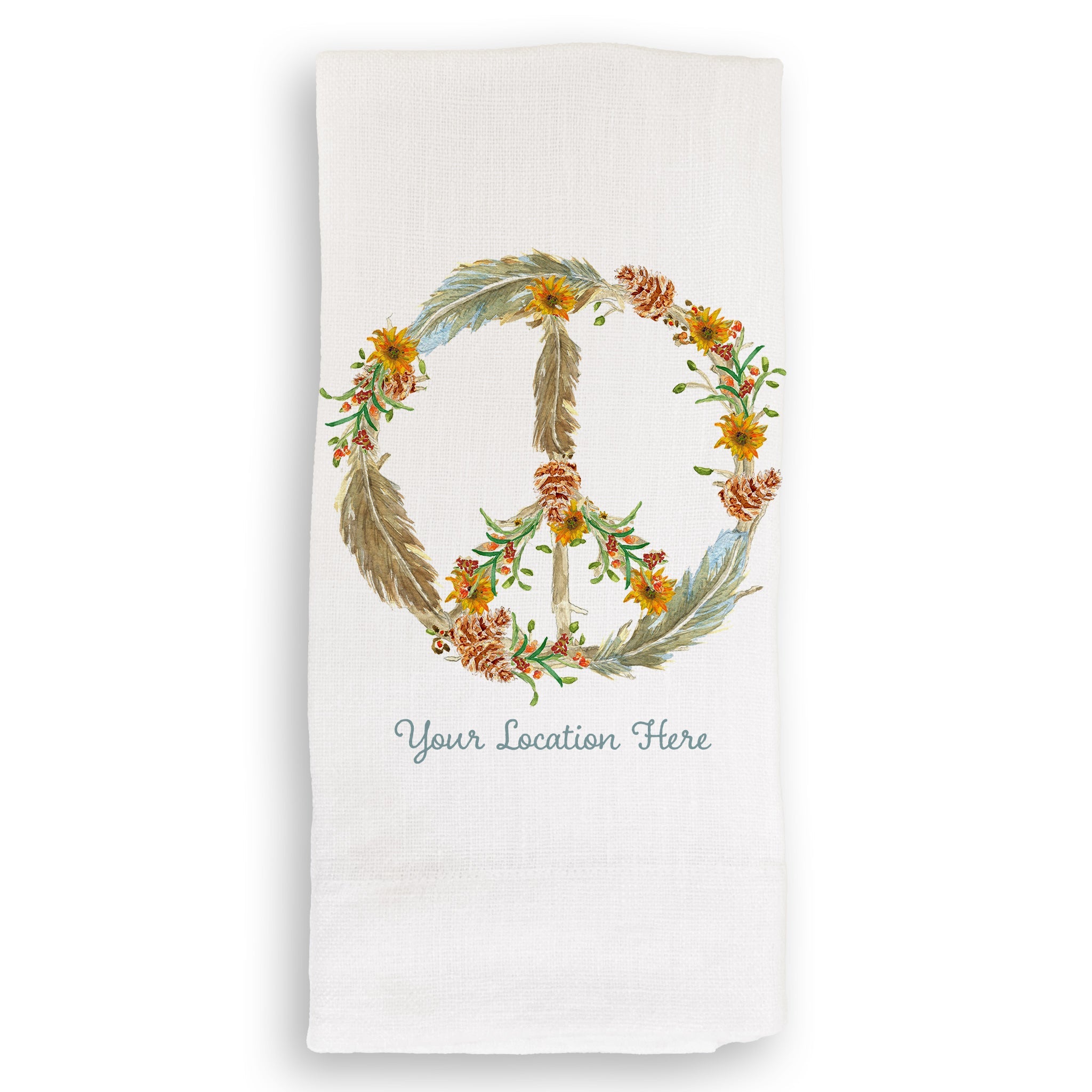 Thanksgiving Peace Sign with Feathers and Location – French Graffiti